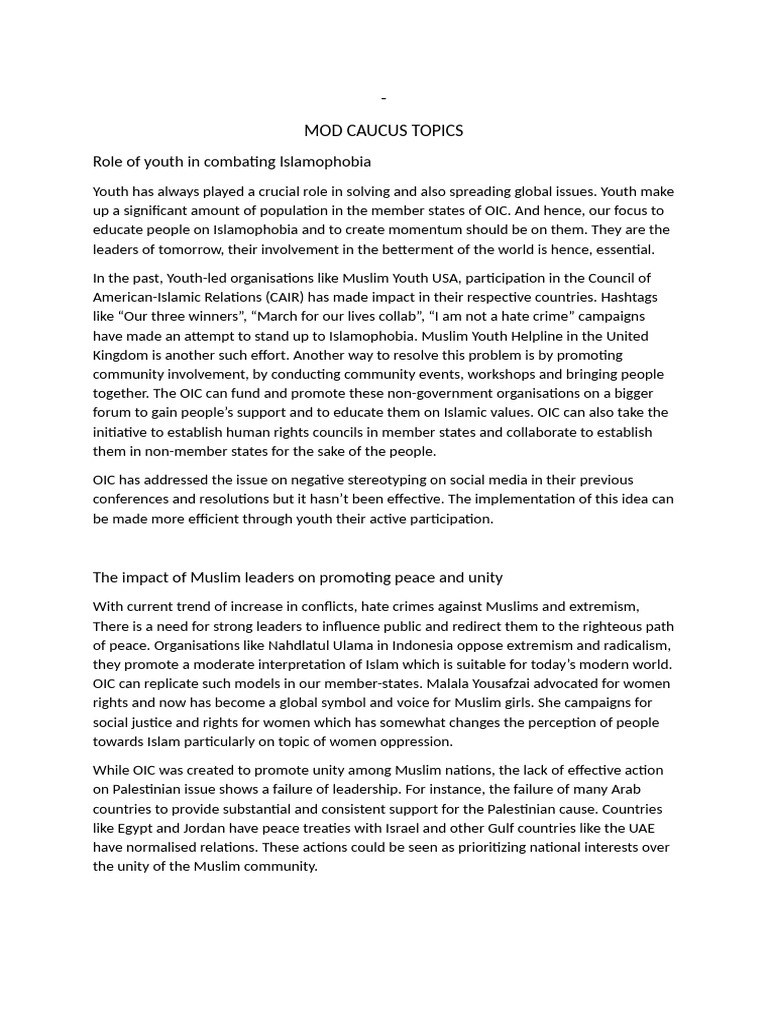 MOD CAUCUS TOPICS (AutoRecovered) | PDF