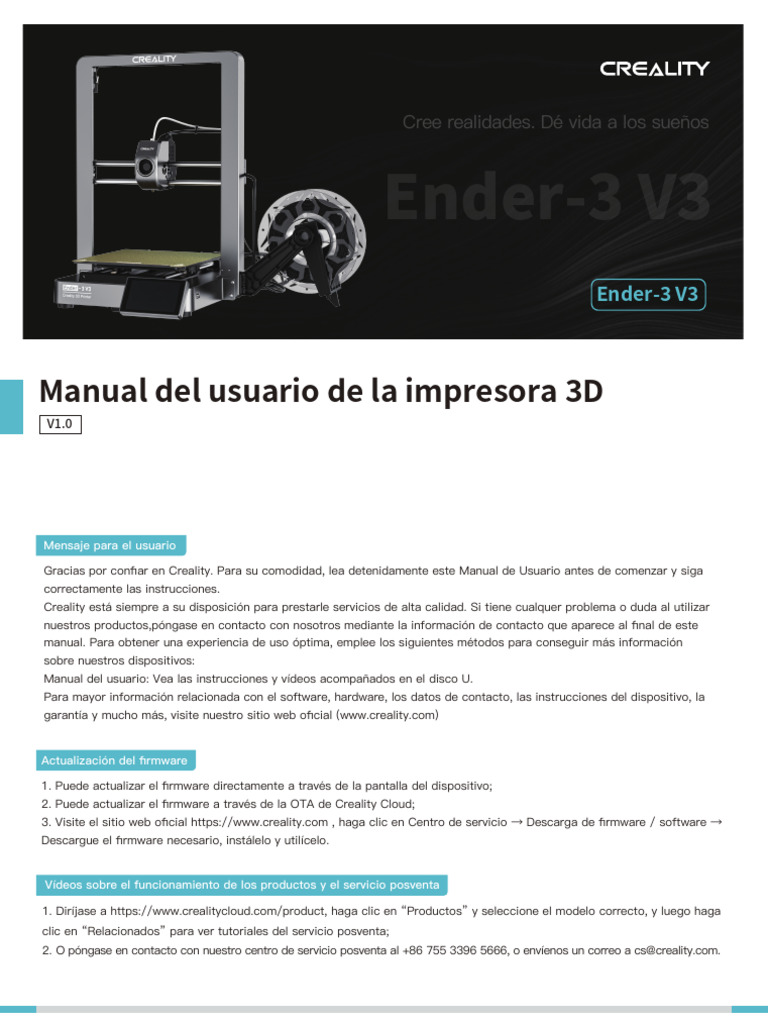 Ender-3 V3-SM-001 - User Manual ES | PDF