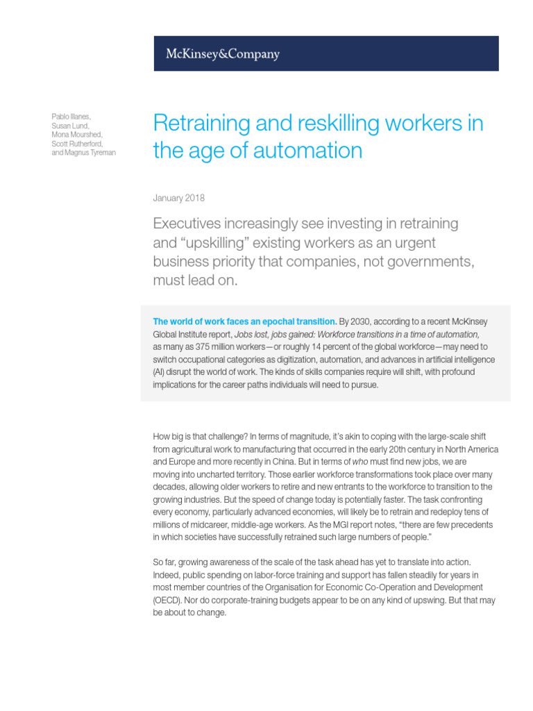 Retraining and Reskilling Workers in The Age of Automation | PDF