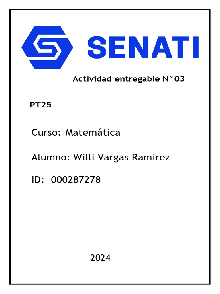 Actividad Entregable 03 de Matematica | PDF