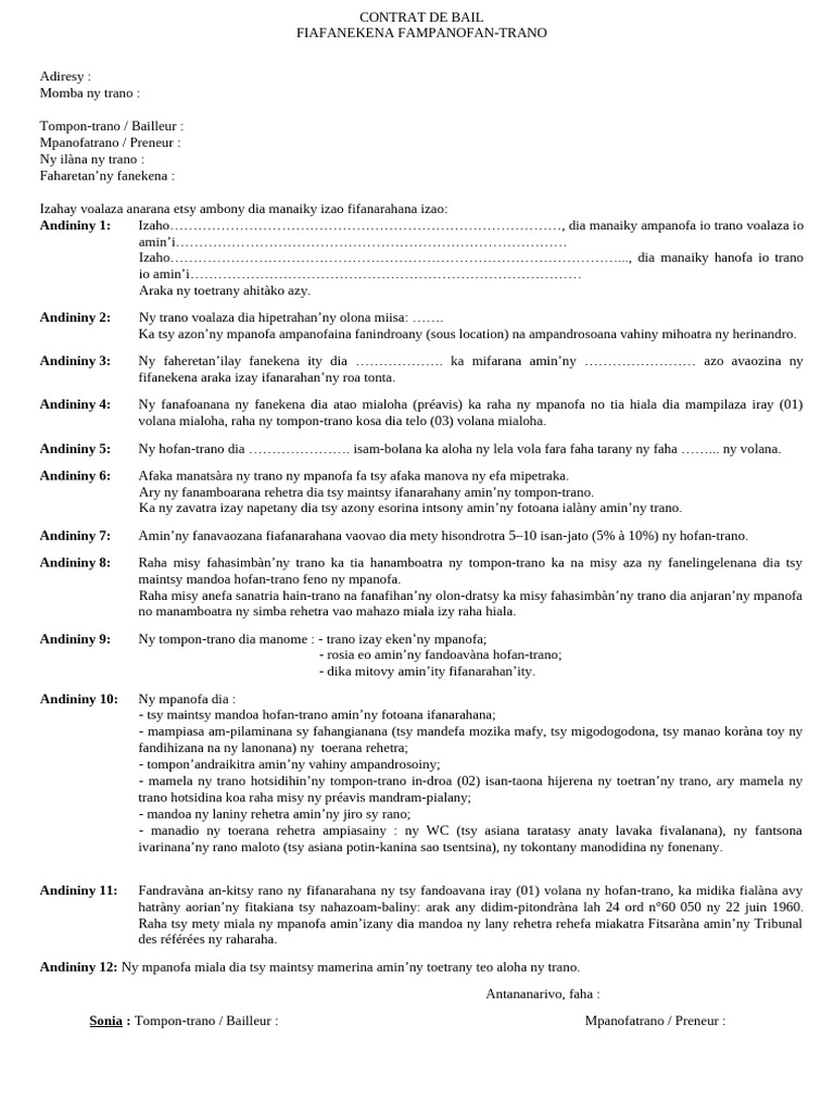 Contrat de Bail | PDF