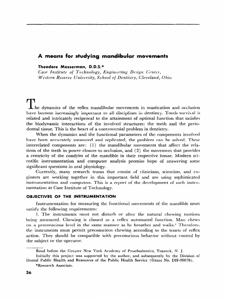 Messerman 1967 - A Means For Studying Mandibular Movements | PDF