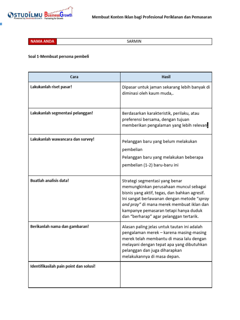 Unjuk Keterampilan Sarmin | PDF