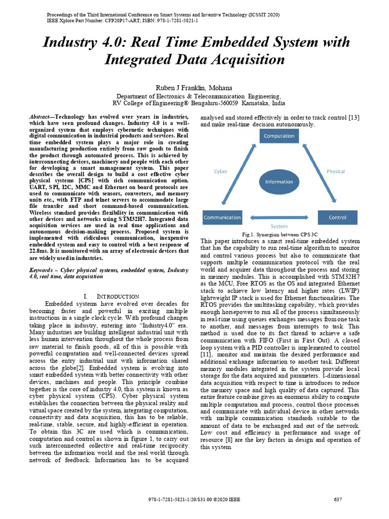 Industry 4.0 Real Time Embedded System With Integrated Data Acquisition ...