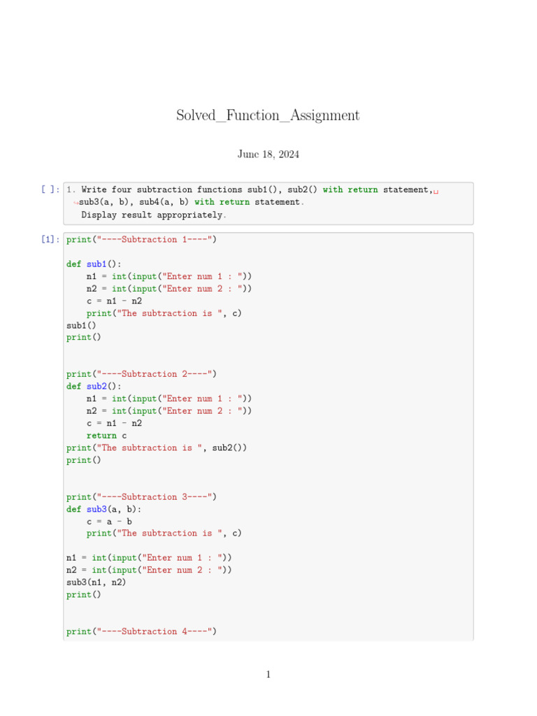 Solved Function Assignment | PDF Solved Function Assignment | PDF