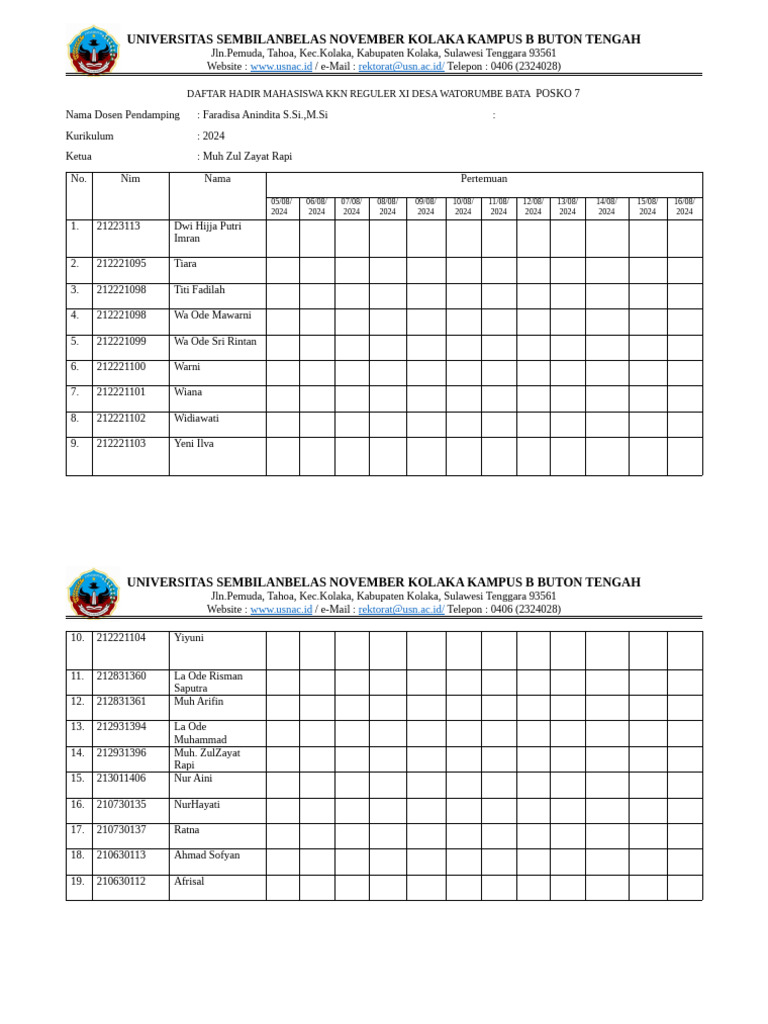 Absen KKN 2024 | PDF