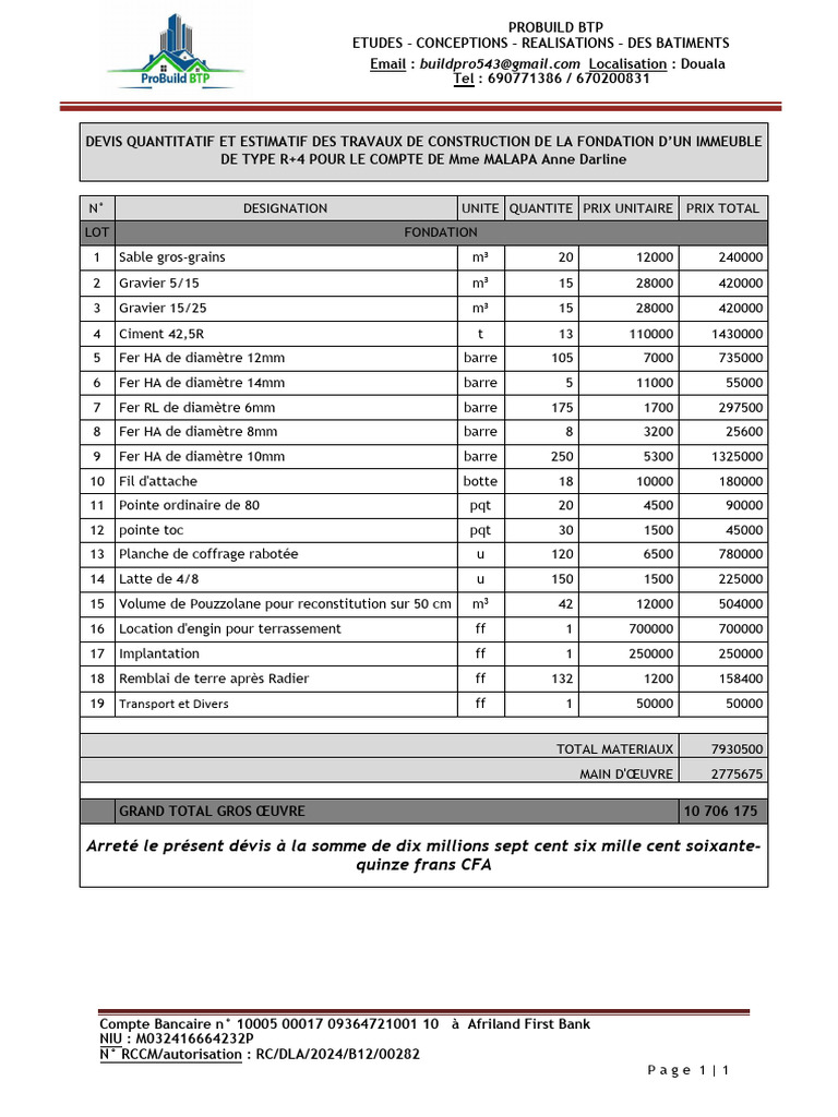Devis Fondation | PDF