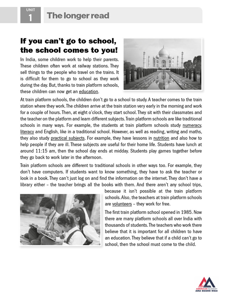 Reading Unit 1 School Life | PDF