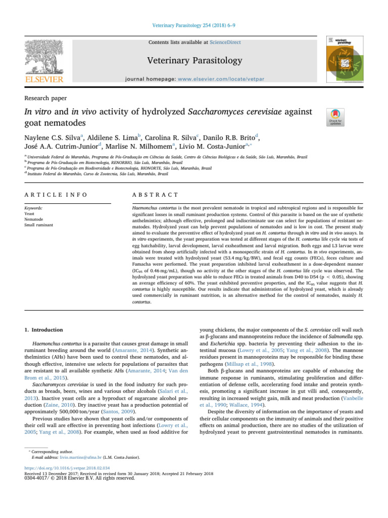 In Vitro and in Vivo Activity of Hydrolyzed Saccharomyce 2018 ...