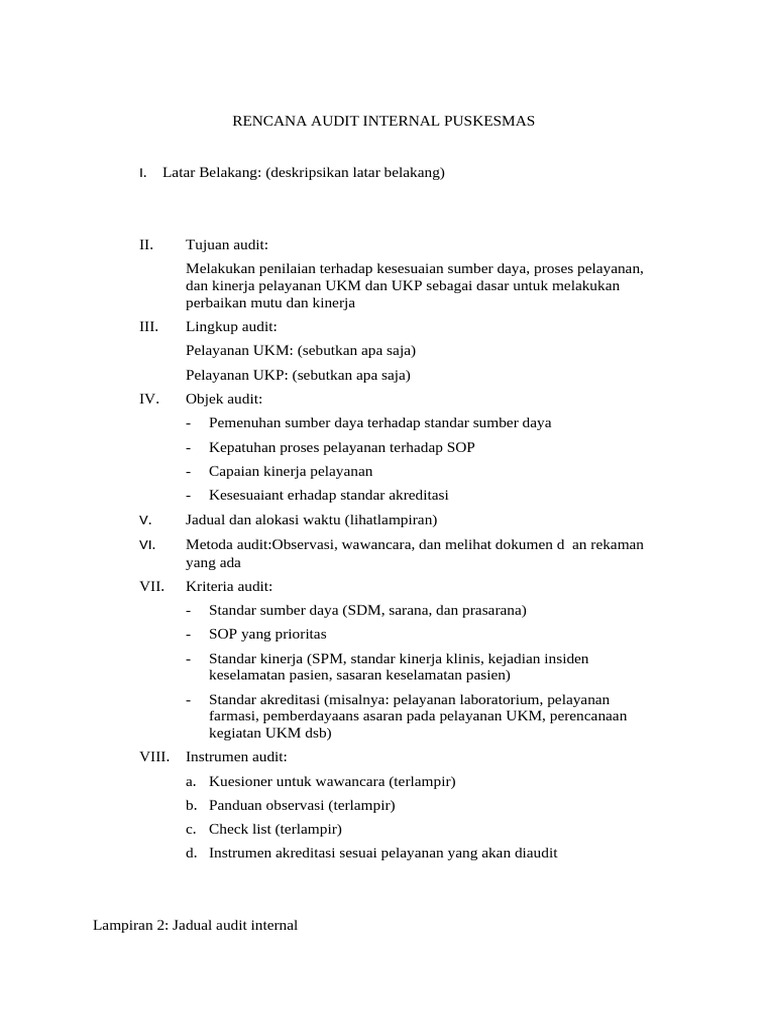 RENCANA Audit Internal | PDF