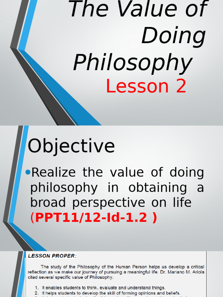 Lesson 2 - The Value of Doing Philosophy | PDF | Career & Growth