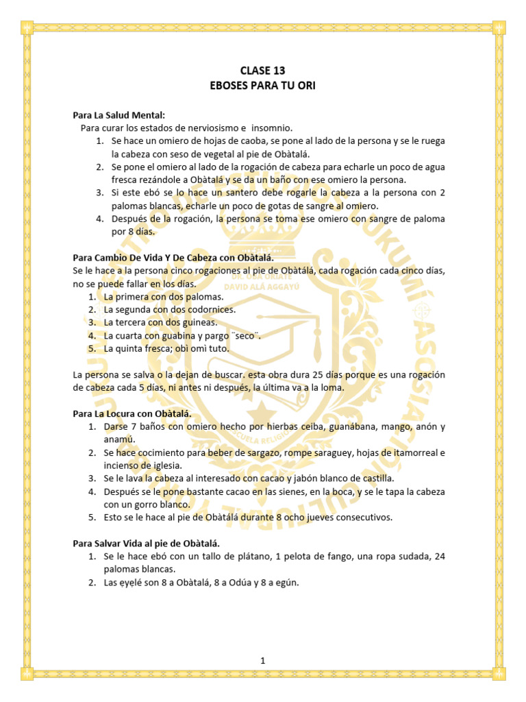 Clase 13 Eboses para Tu Ori | PDF