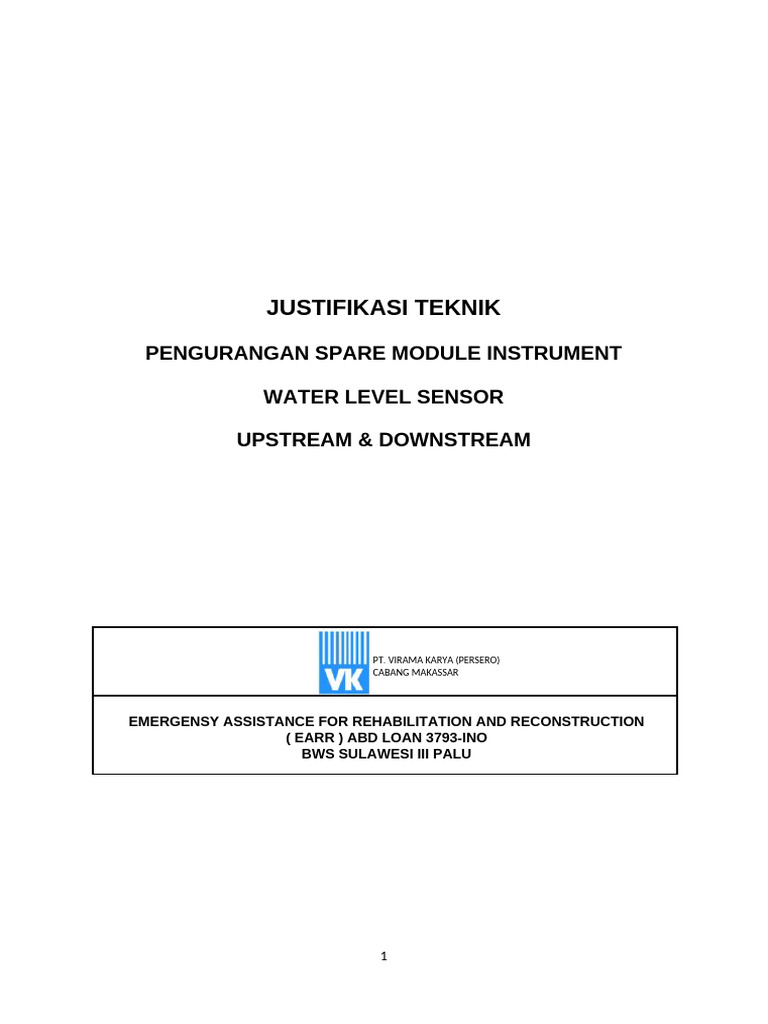 Justifikasi Teknik Pengurangan Spare Module Water Level Sensor | PDF