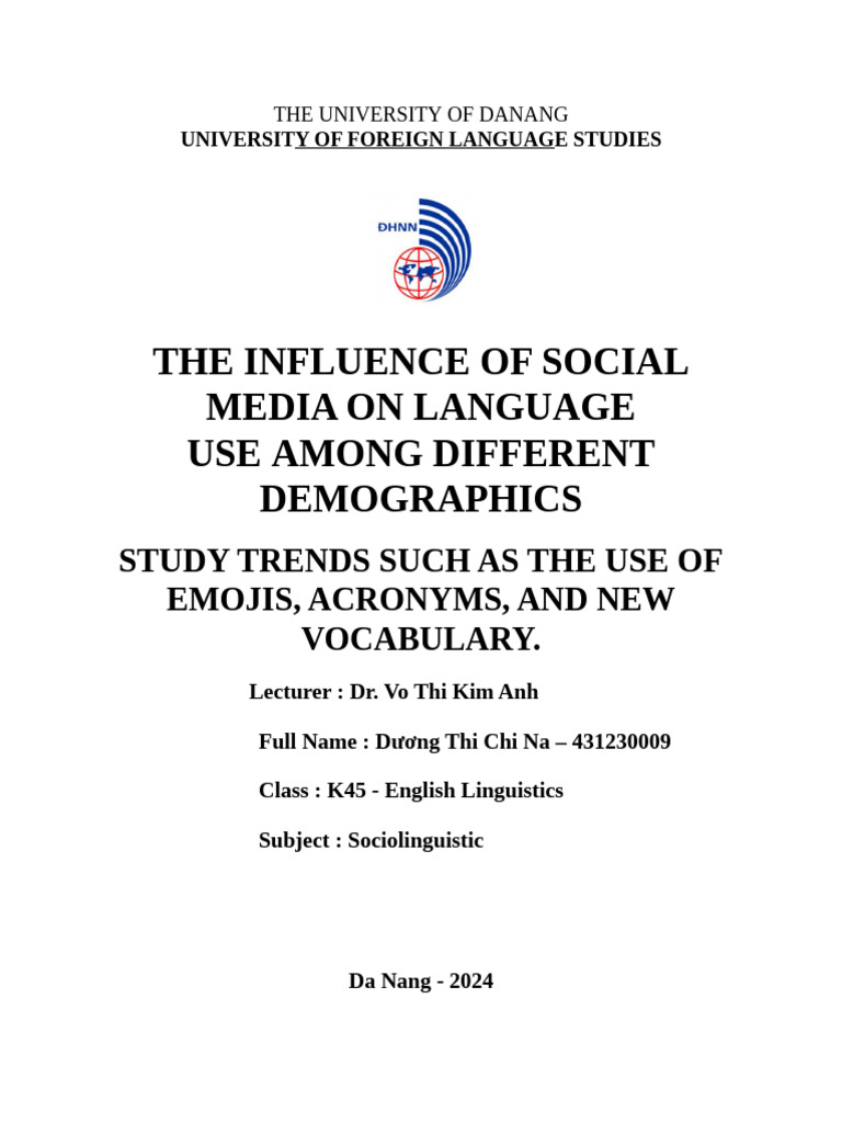 Sociolinguistics - Final Assignment - Duong Thi Chi Na | PDF