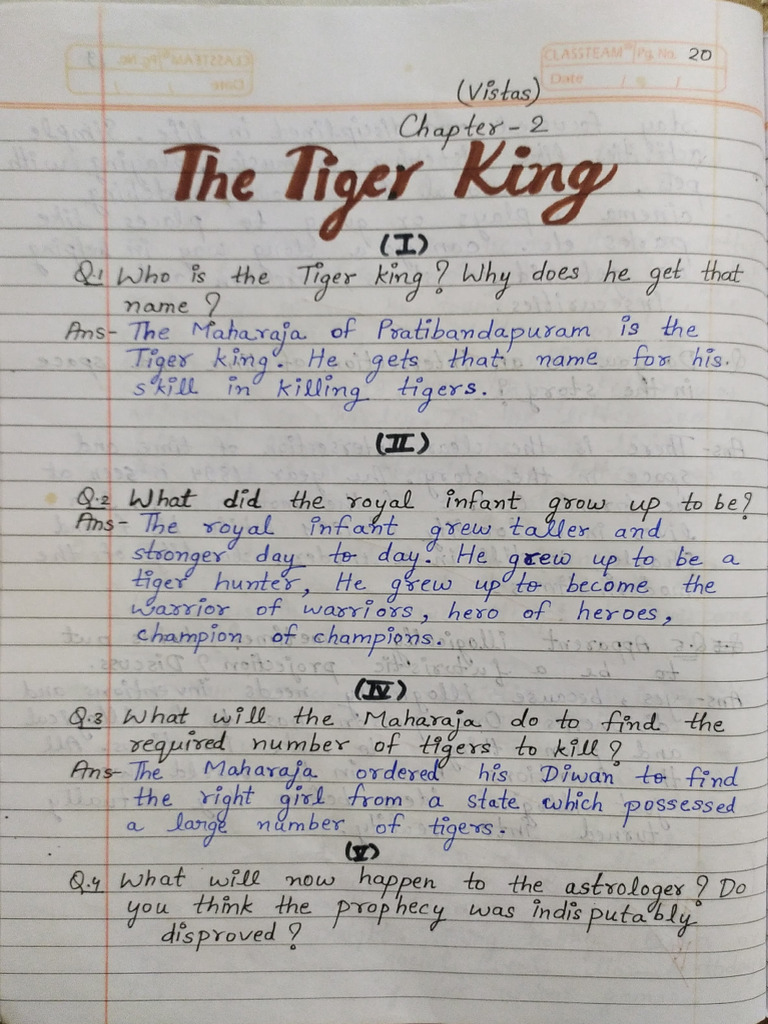 The Tiger King Class 12 | PDF
