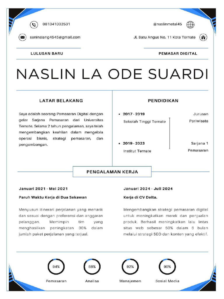 CV - Naslin La Ode Suardi | PDF