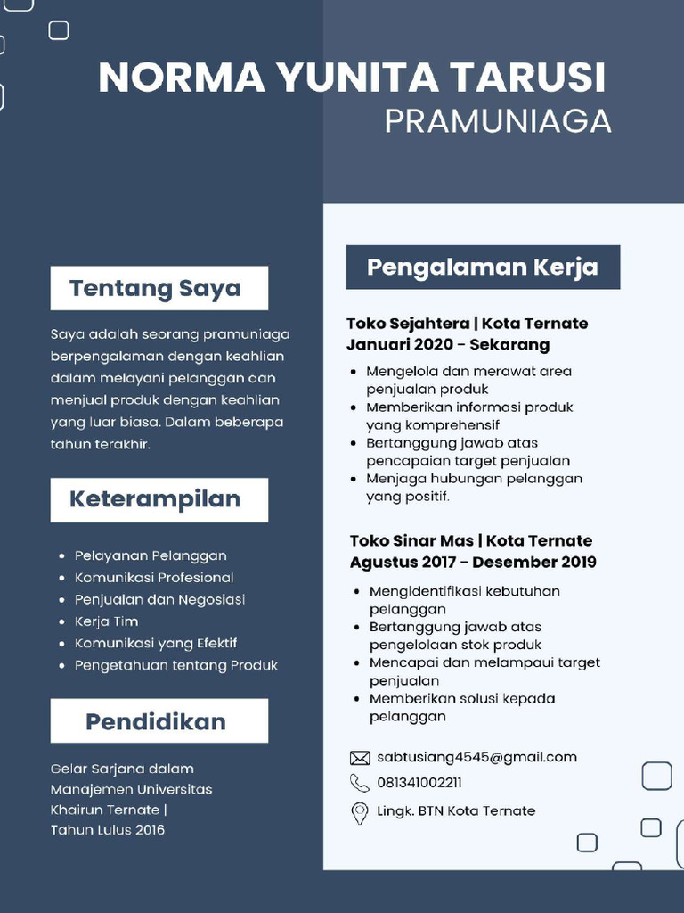 CV - Norma Yunita Tarusi | PDF