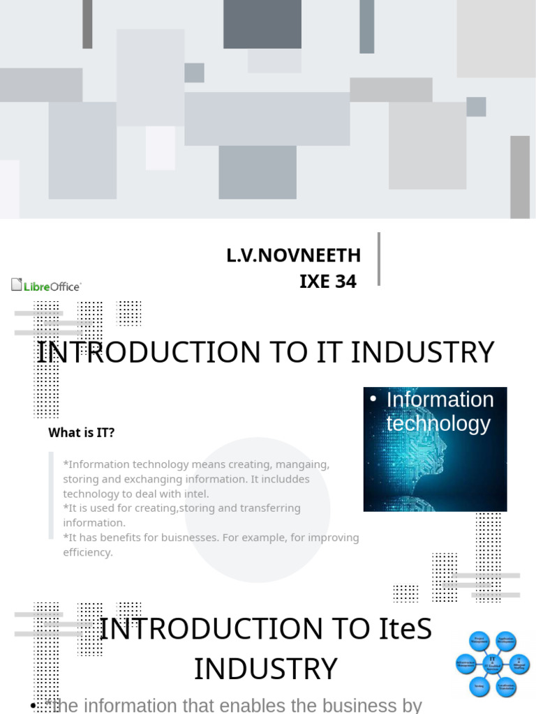 Instroduction To IT and ITeS Industry For Class 9 INFORMATION ...