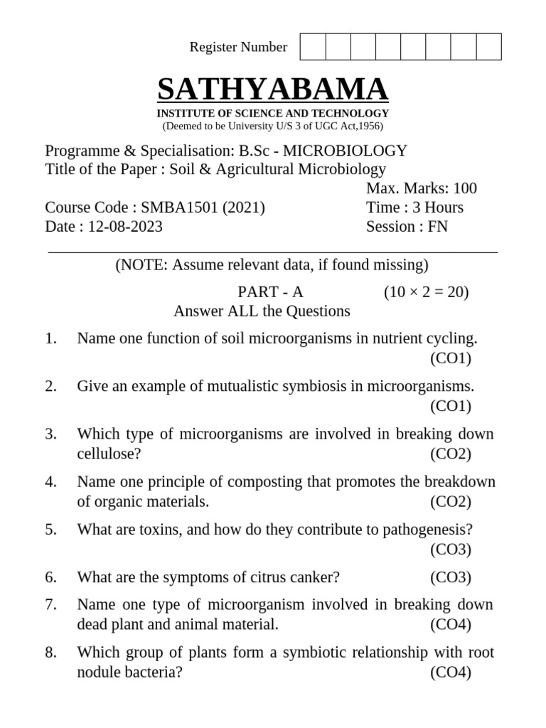 Soil Microbiology Question Paper | PDF
