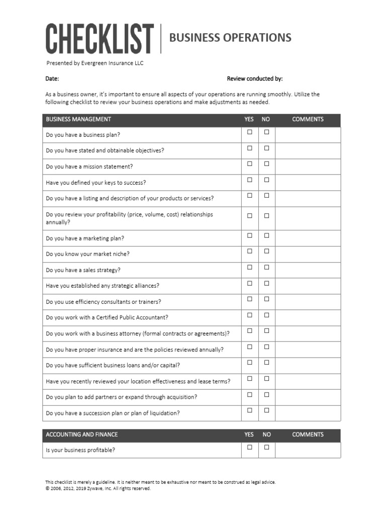 1.3.2024 Business Operations Checklist | PDF | Employment | Computer Virus