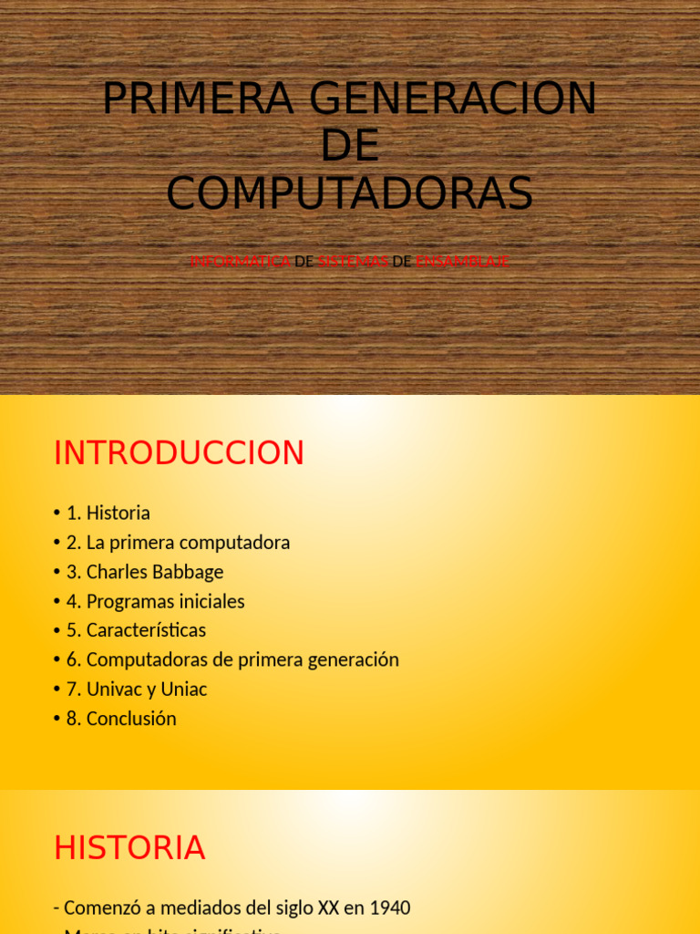 Computadoras Primera Generacion | PDF