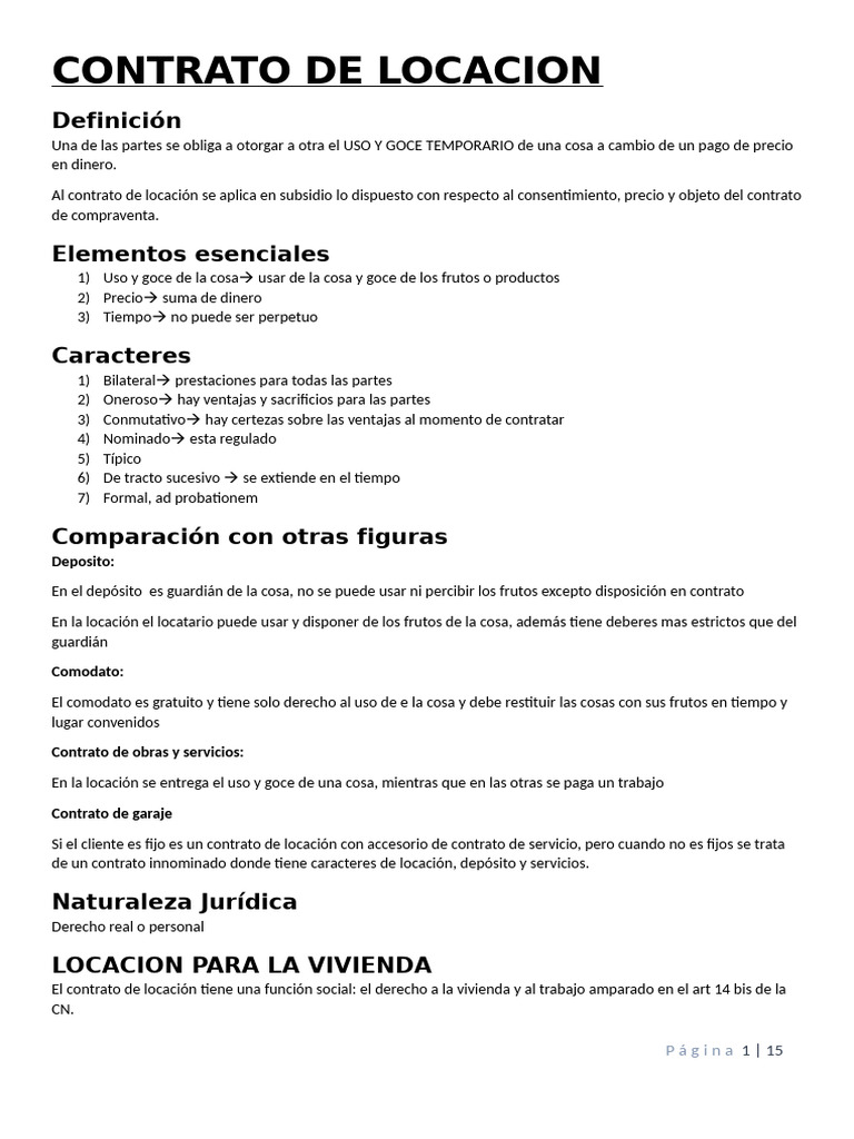 Contrato de Locación: Definición y Aspectos Clave | PDF | Pagos ...