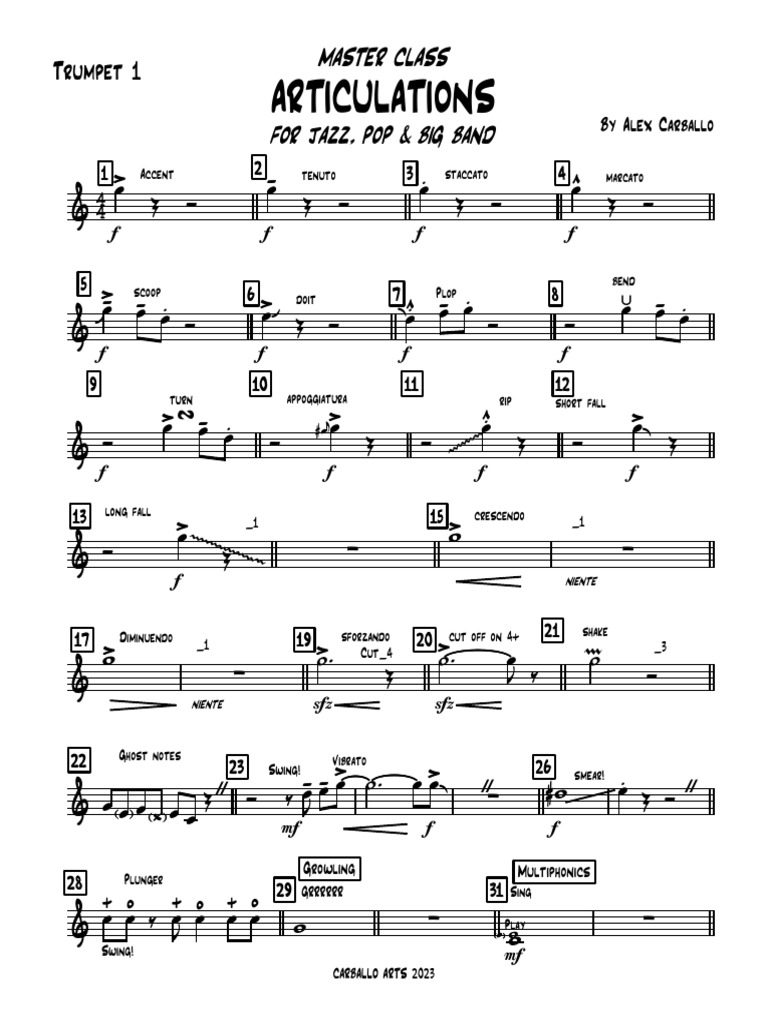 ARTICULATIONS V8 - Trumpet 1 | PDF