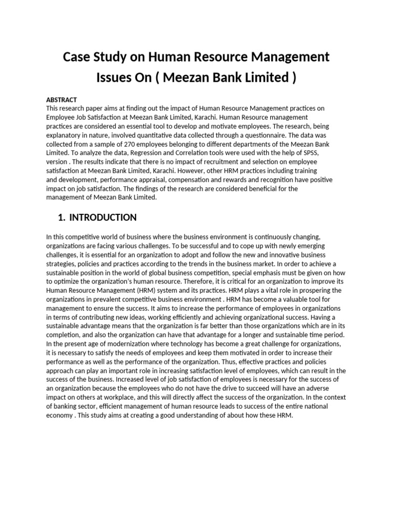 Case Study on Human Resource Management Issues On | PDF