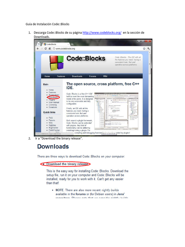 F0-1 Guía de Instalación CodeBlocks | PDF