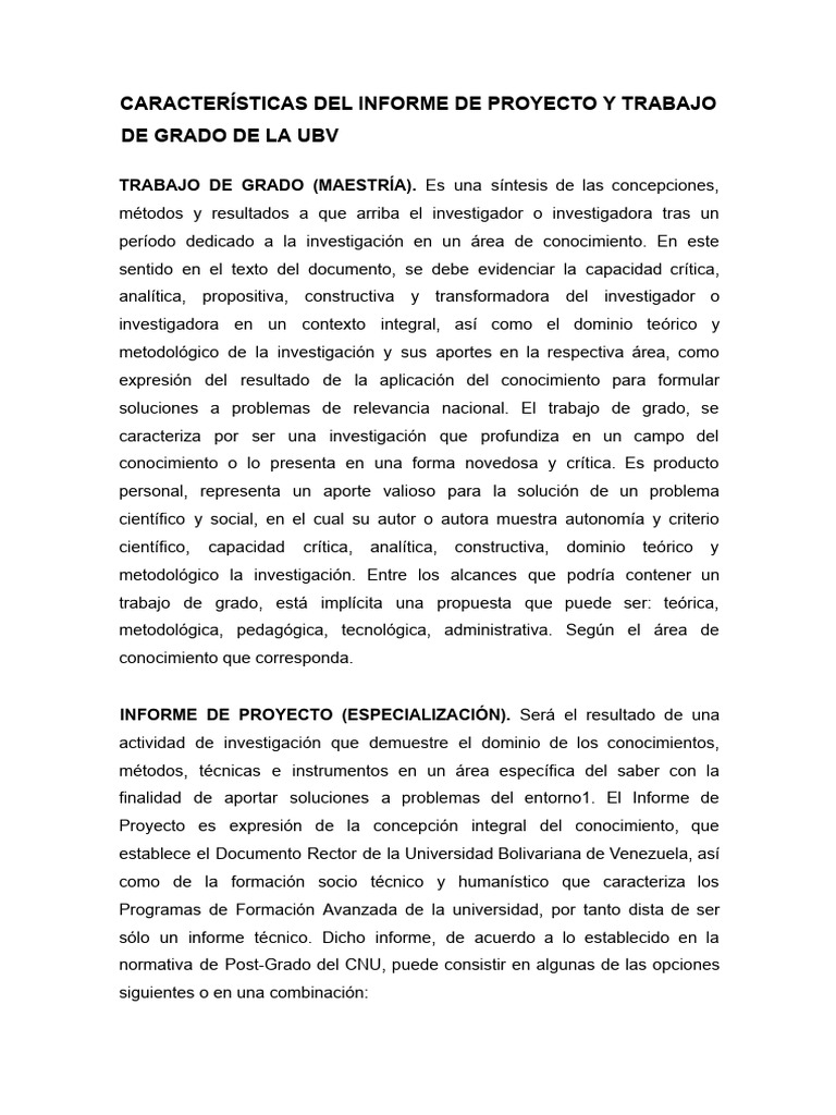 Caracteristicas Informe de Proyecto Efj Trabajo de Grado MDDHH Mcde | PDF