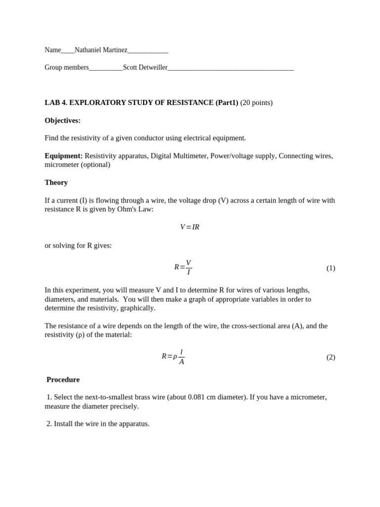 Lab 4 Part 1 Physics | PDF