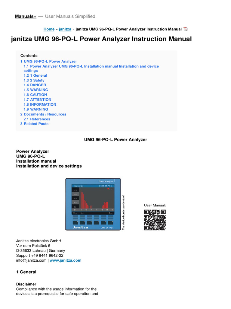 Umg 96 PQ L Power Analyzer Manual | PDF