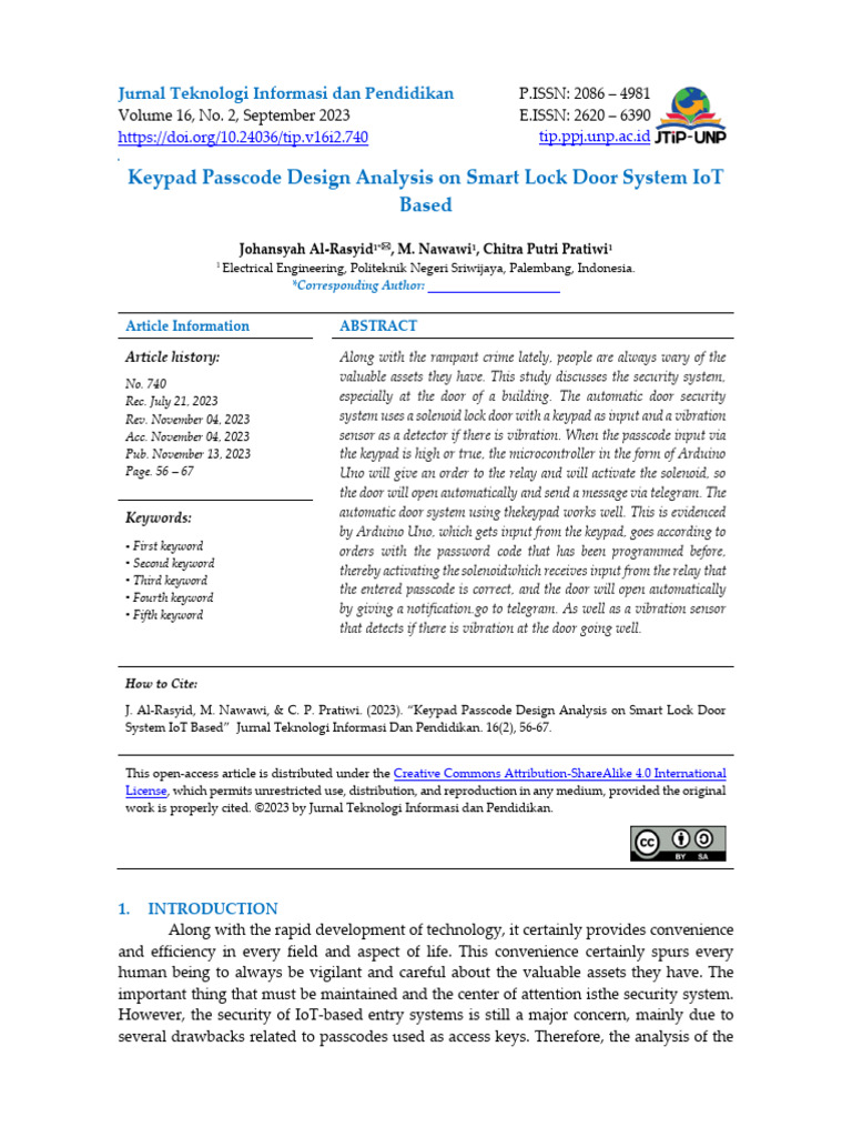 The Keypad Passcode Design Analysis On Smart Lock | PDF