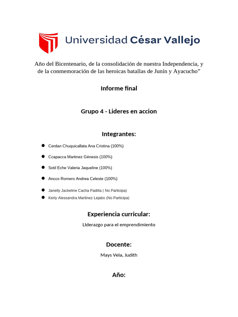 Estructura Del Informe Final | PDF