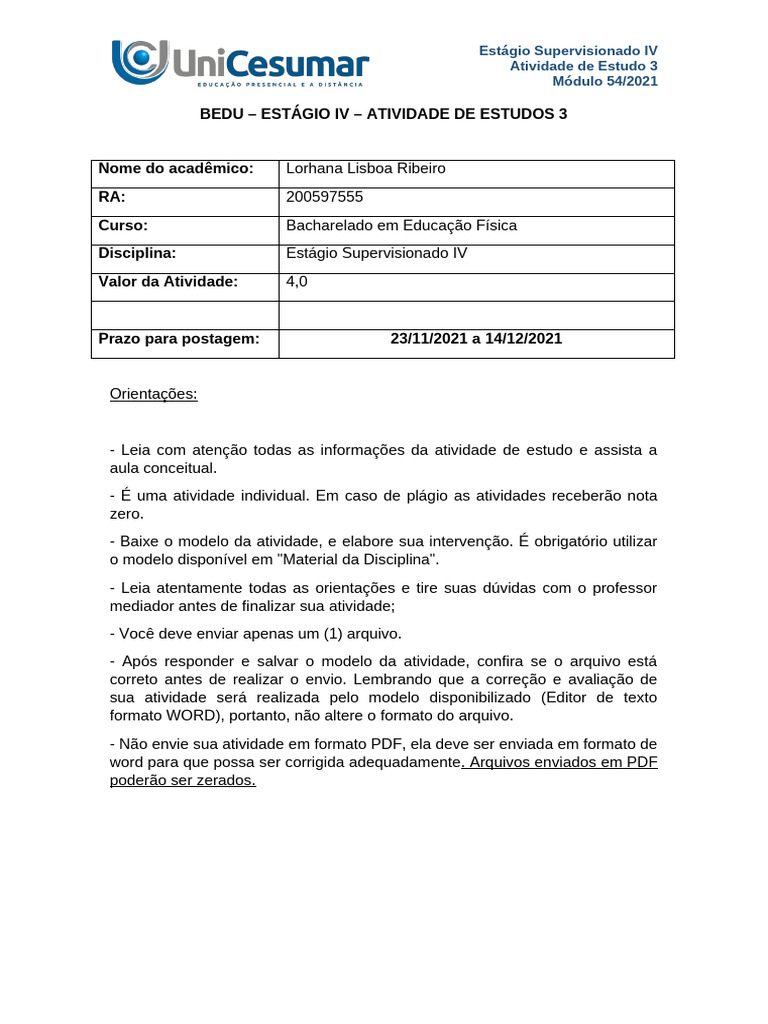 Mapa Lorhana Estágio 4 | PDF