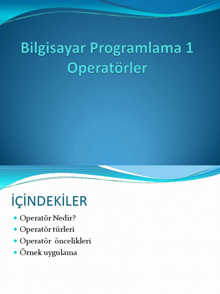 3 Bilgisayar Programlama Operatörler | PDF