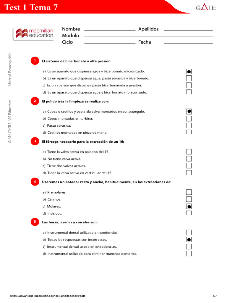 Tao Tema 7 Test Soluciones | PDF