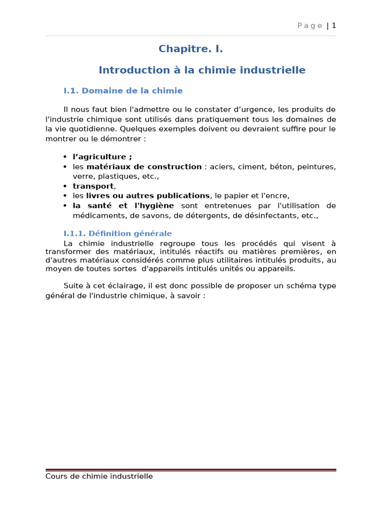 Cours de Chimie Industrielle | PDF