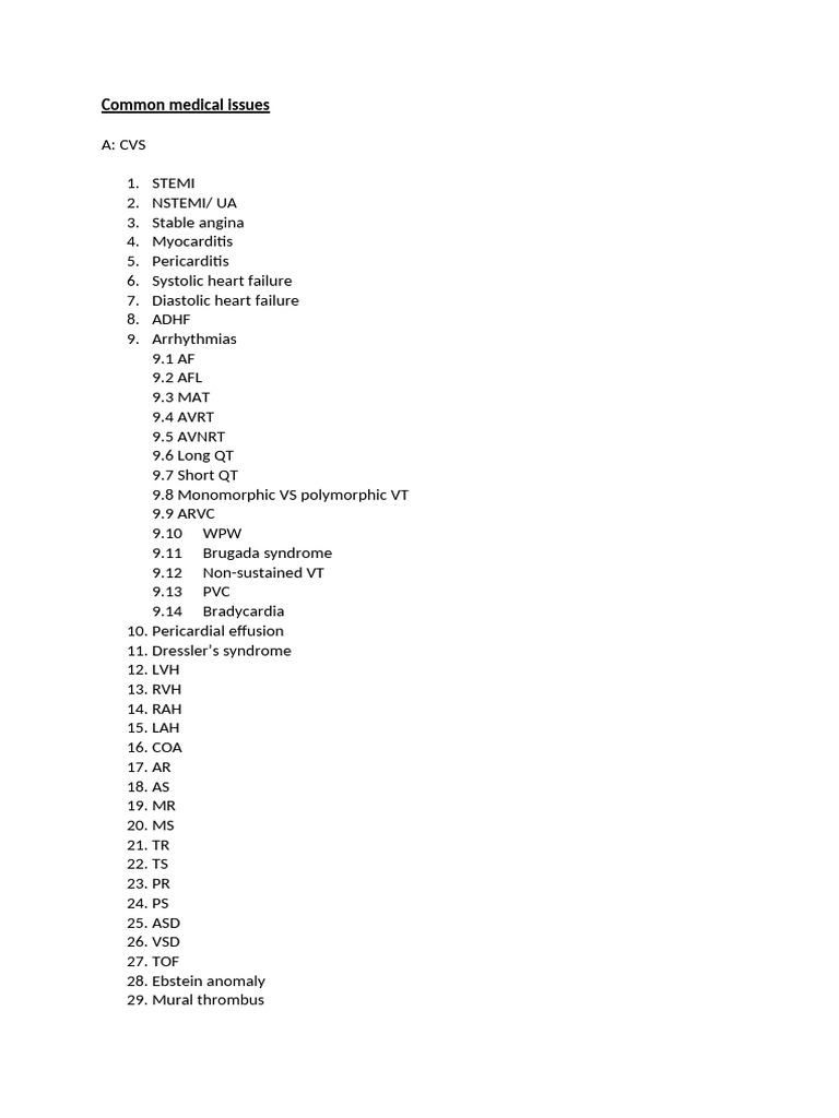 Common Medical Issues | PDF