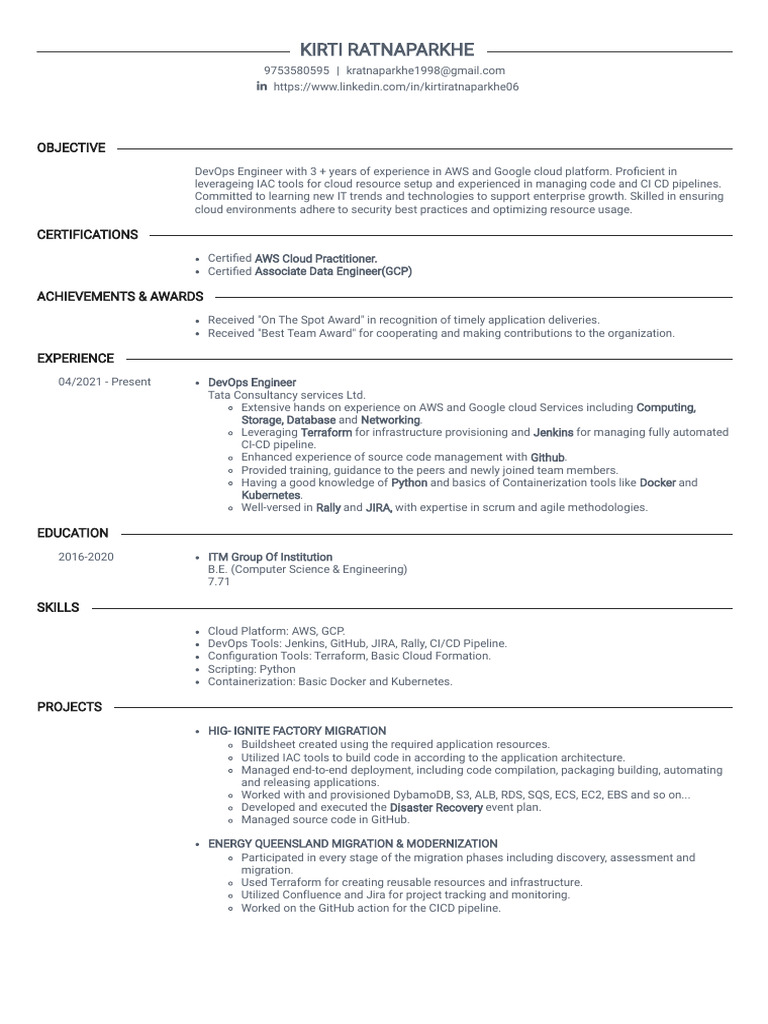 Kirti CV Devops | PDF