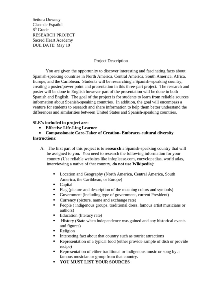 Spanish-Speaking Project | PDF