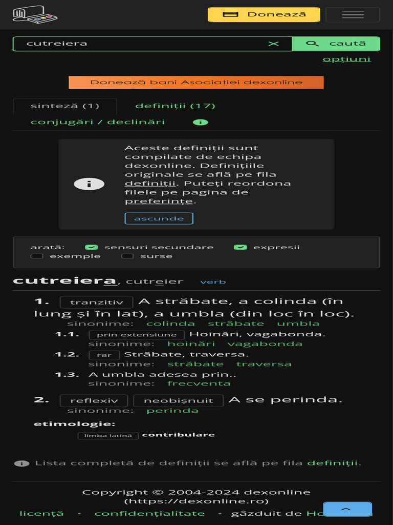 Cutreiera - Definiție Și Paradigmă Dexonline | PDF