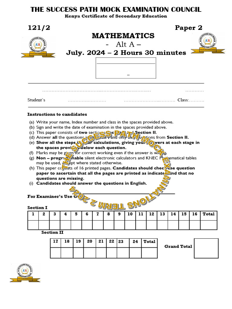 The Success Path Mock PP2 Mat-1 | PDF