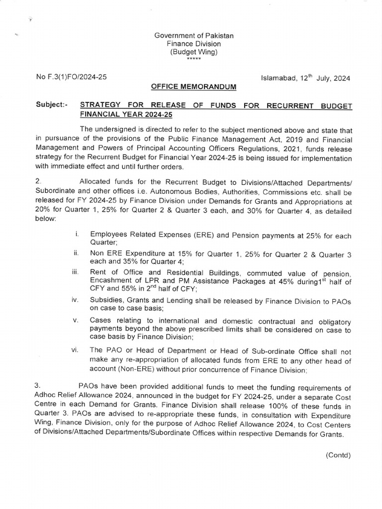 Recurrent Budget FY2024 25 | PDF