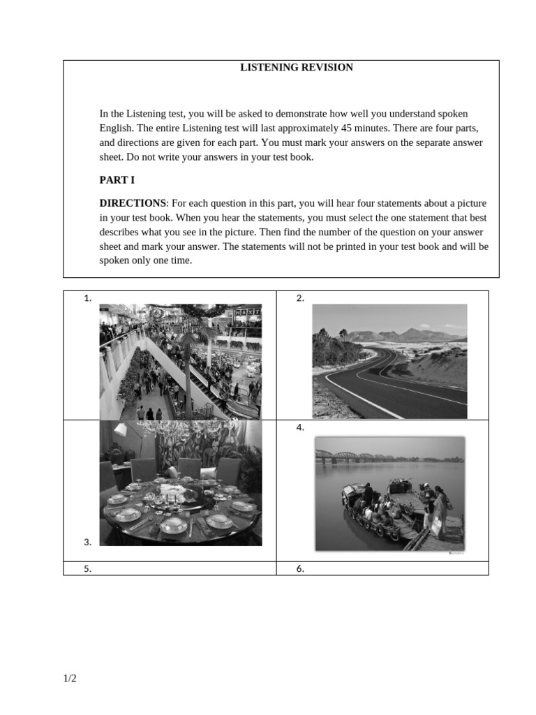 Listening Revision Part 1 & 2 | PDF