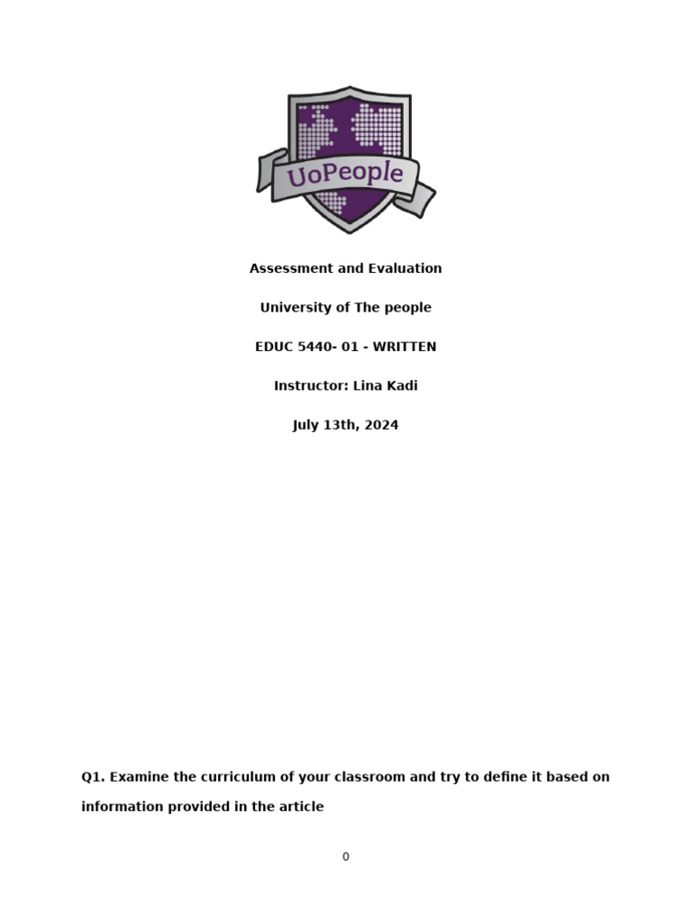 Educ 5440-Written Assignment | PDF | Curriculum | Knowledge