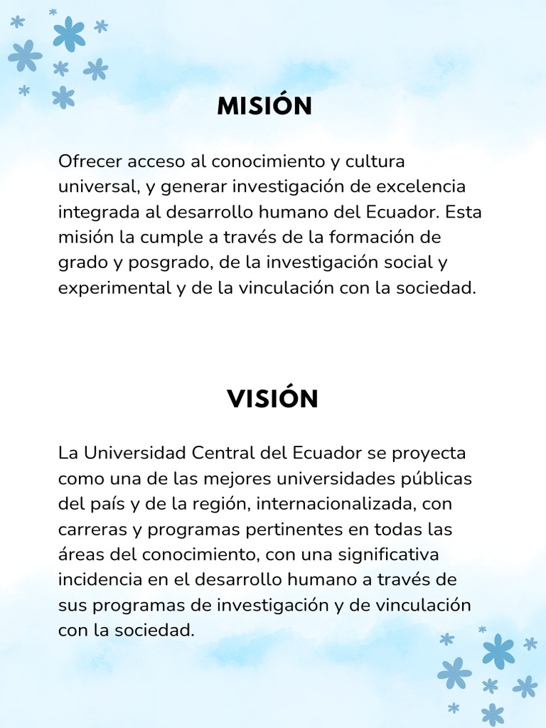 Misión y Visión de La UCE | PDF