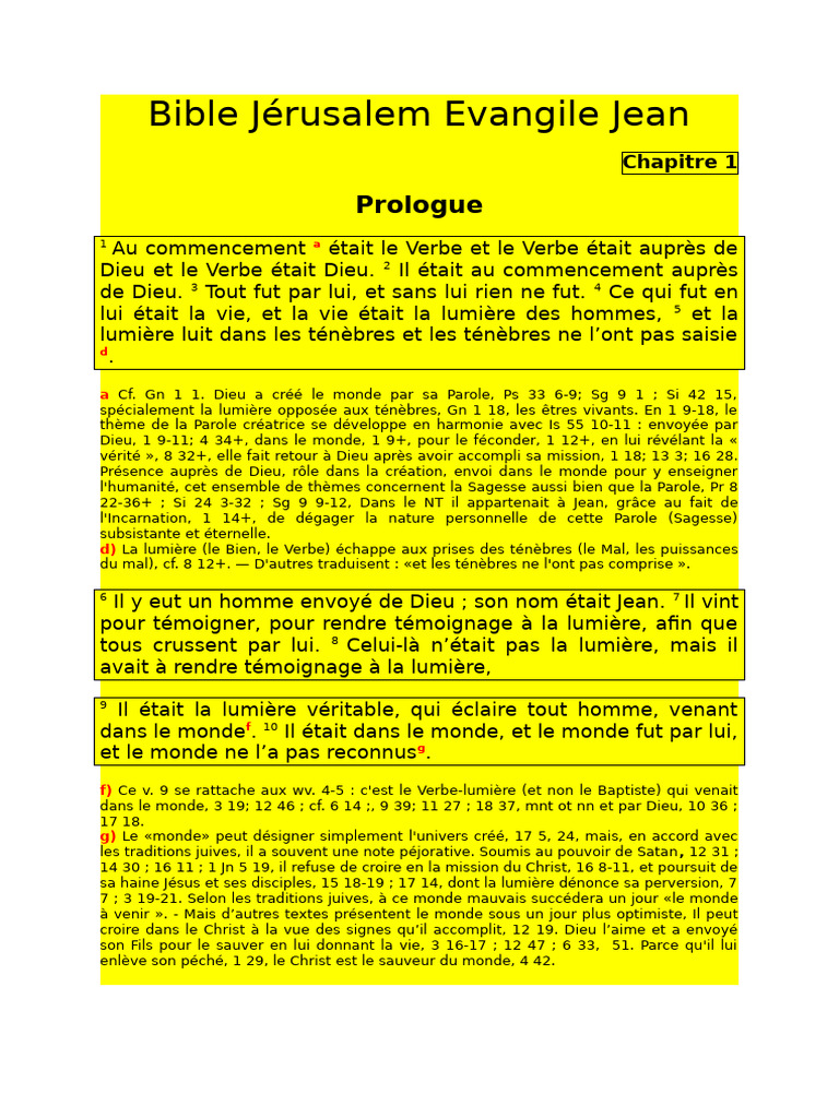 Bible Jérusalem Evangile Jean | PDF