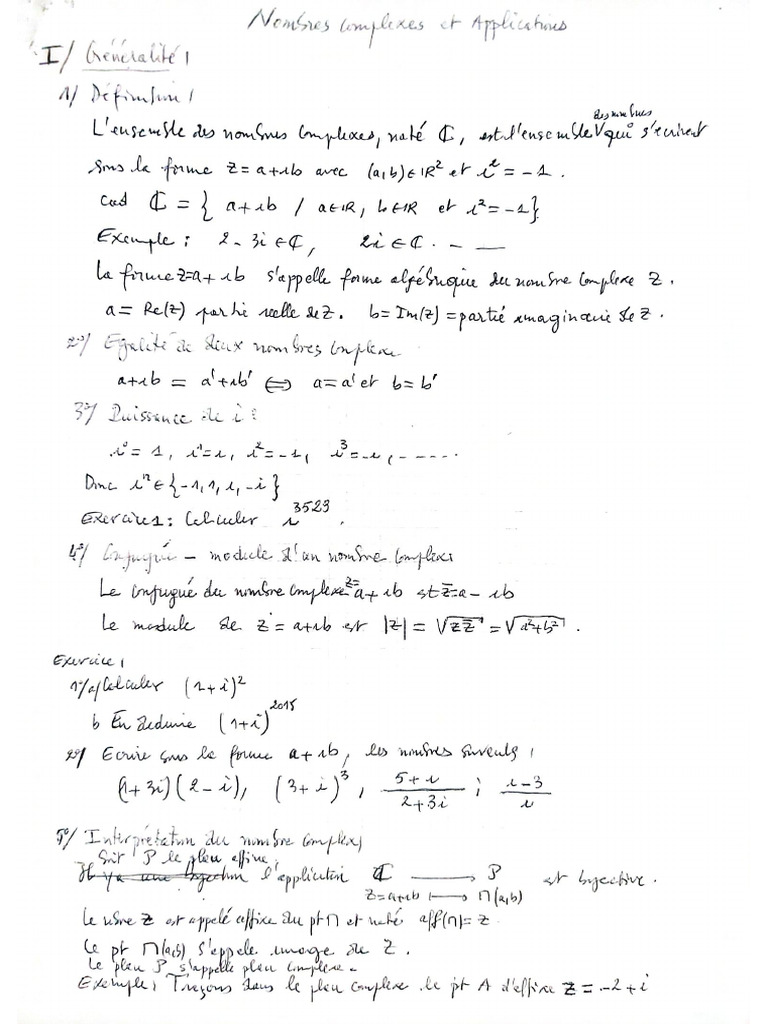 Cours Nombres Complexes | PDF
