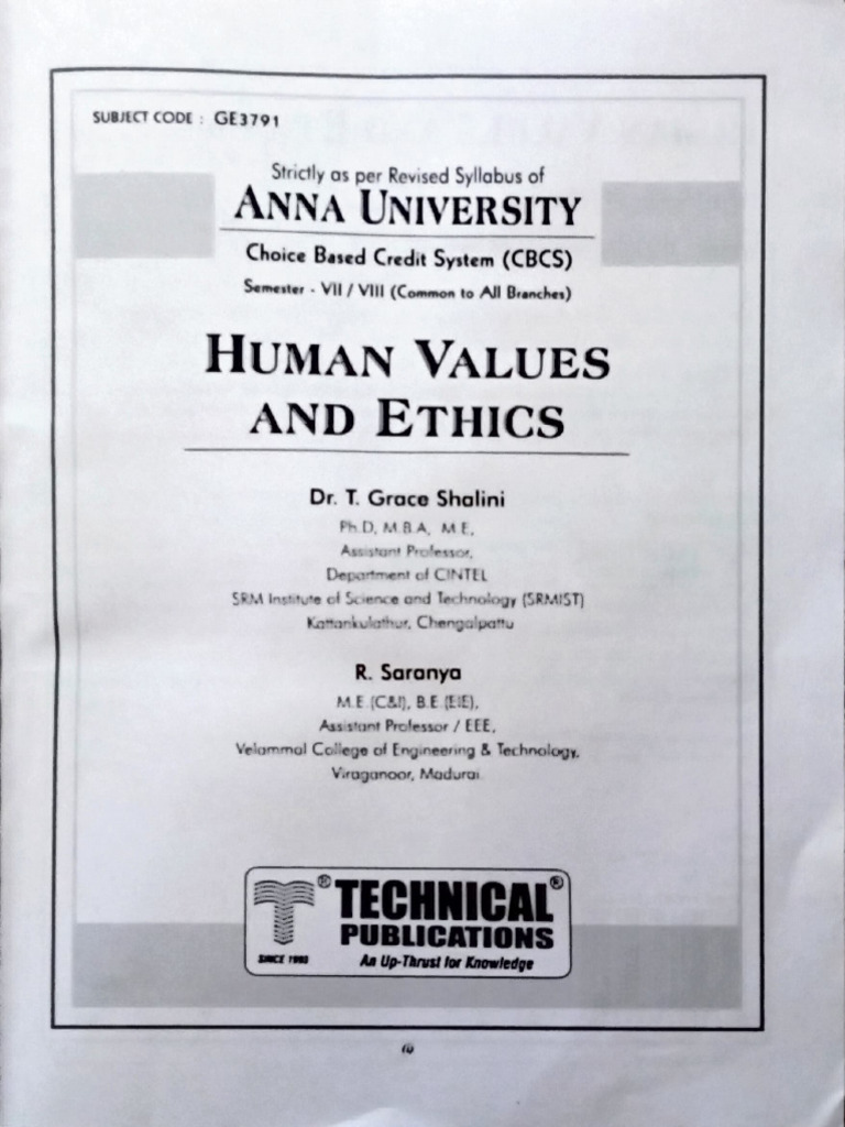 Human Value and Ethics Unit1 and 2 GE3791 | PDF
